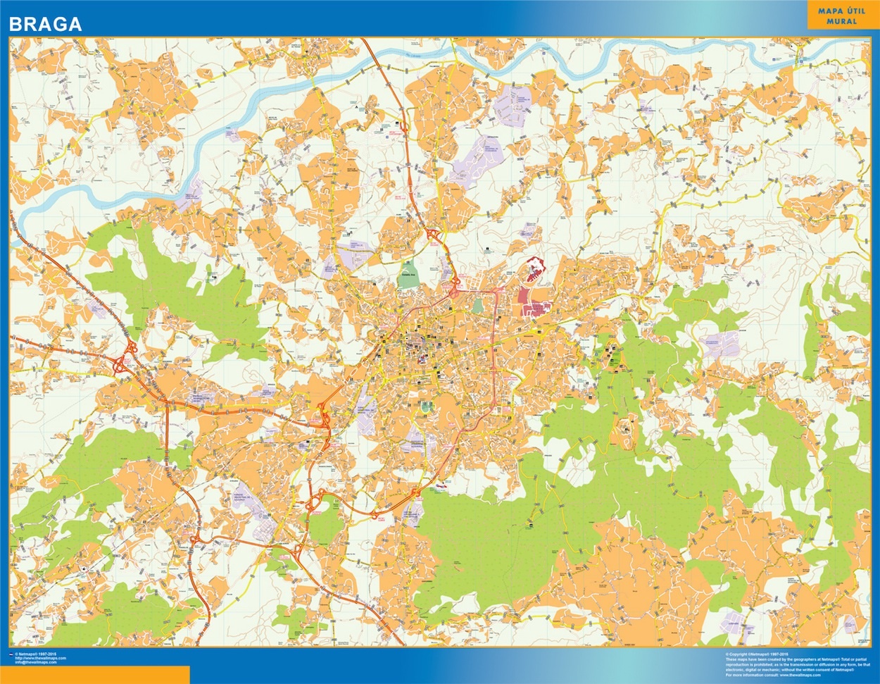 Mapa Braga | Mapas Murales de España y el Mundo